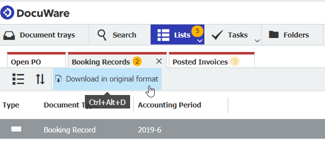 How are data exports (booking records) created and downloaded?
